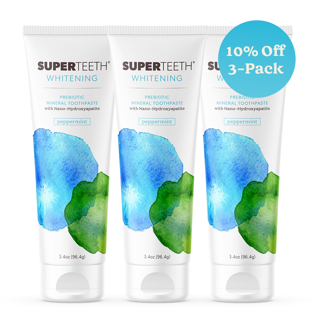 Whitening Prebiotic Toothpaste 3 Pack - Peppermint – SuperTeeth